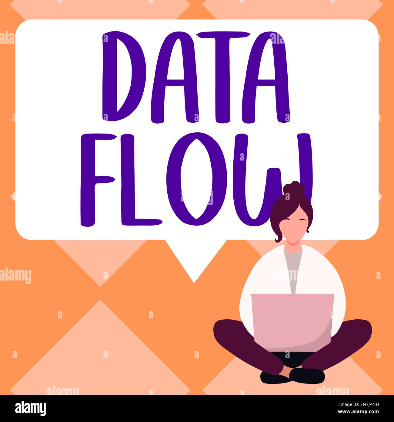 Hand writing sign Data Flow. Conceptual photo the movement of data through a system comprised of ...