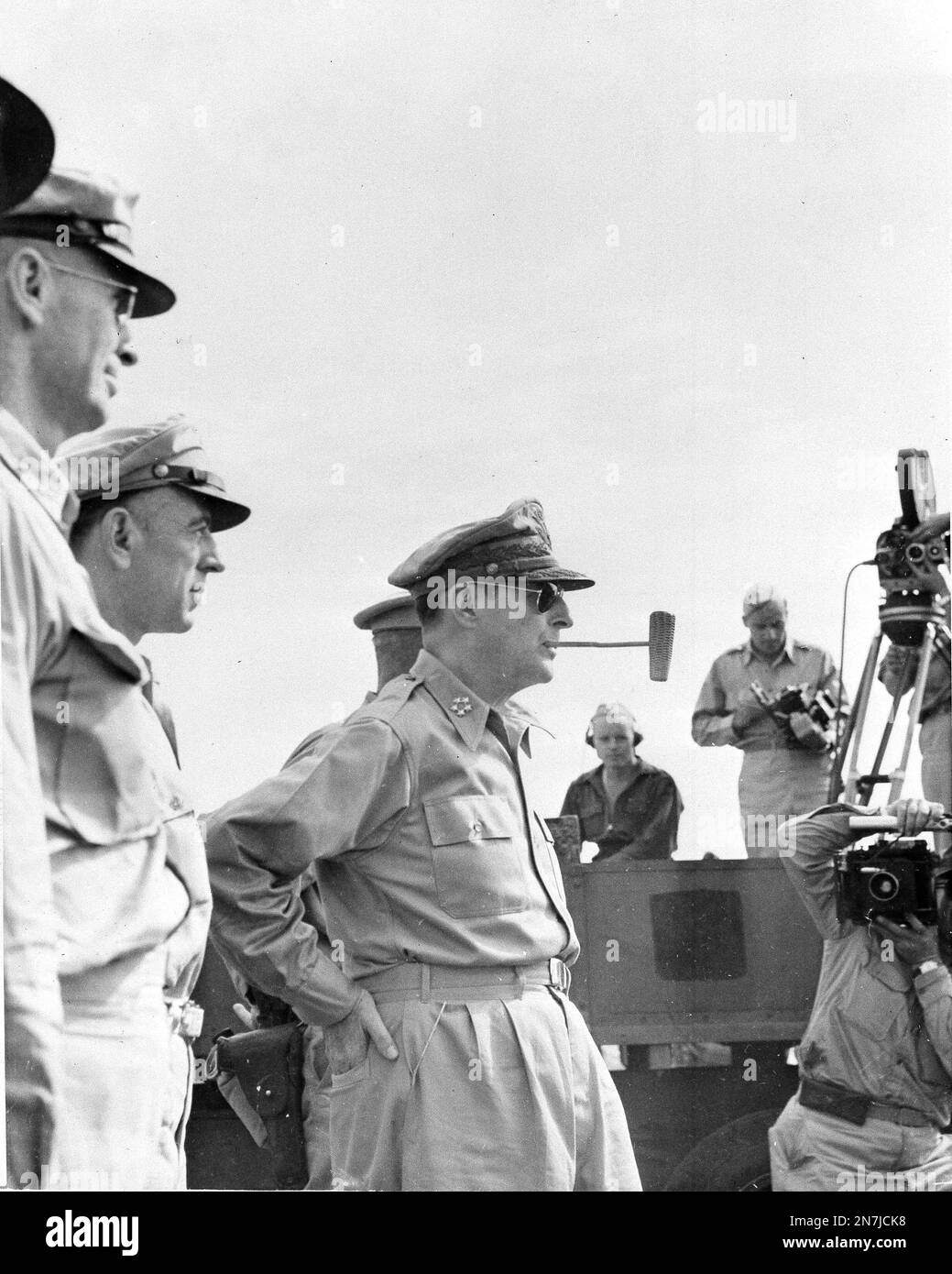 Genearl Douglas MacArthur with his famous pipe in Japan, Sept. 1, 1945 ...