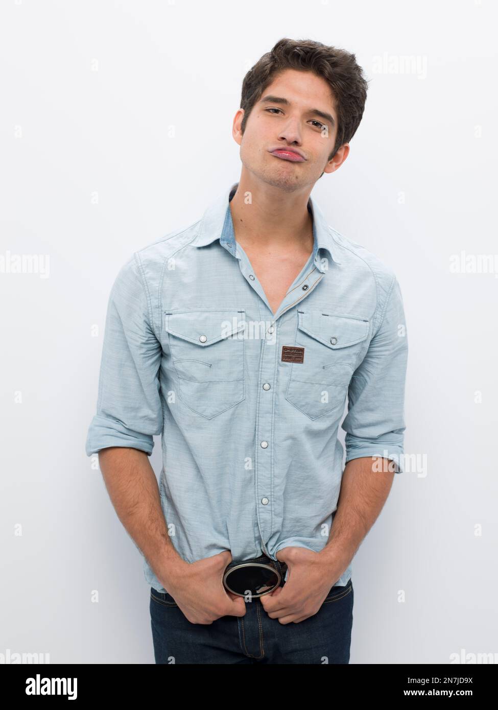 Tyler Posey poses for a photo at the 2013 MTV Movie Awards at Sony ...