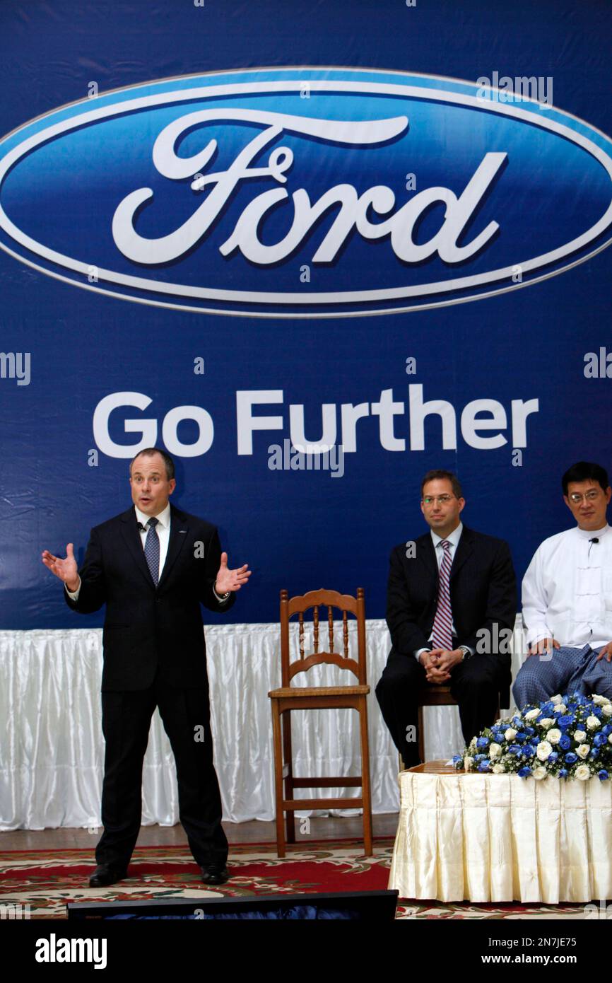 David Westerman, left, a regional manager for Ford Asia Pacific, speaks ...