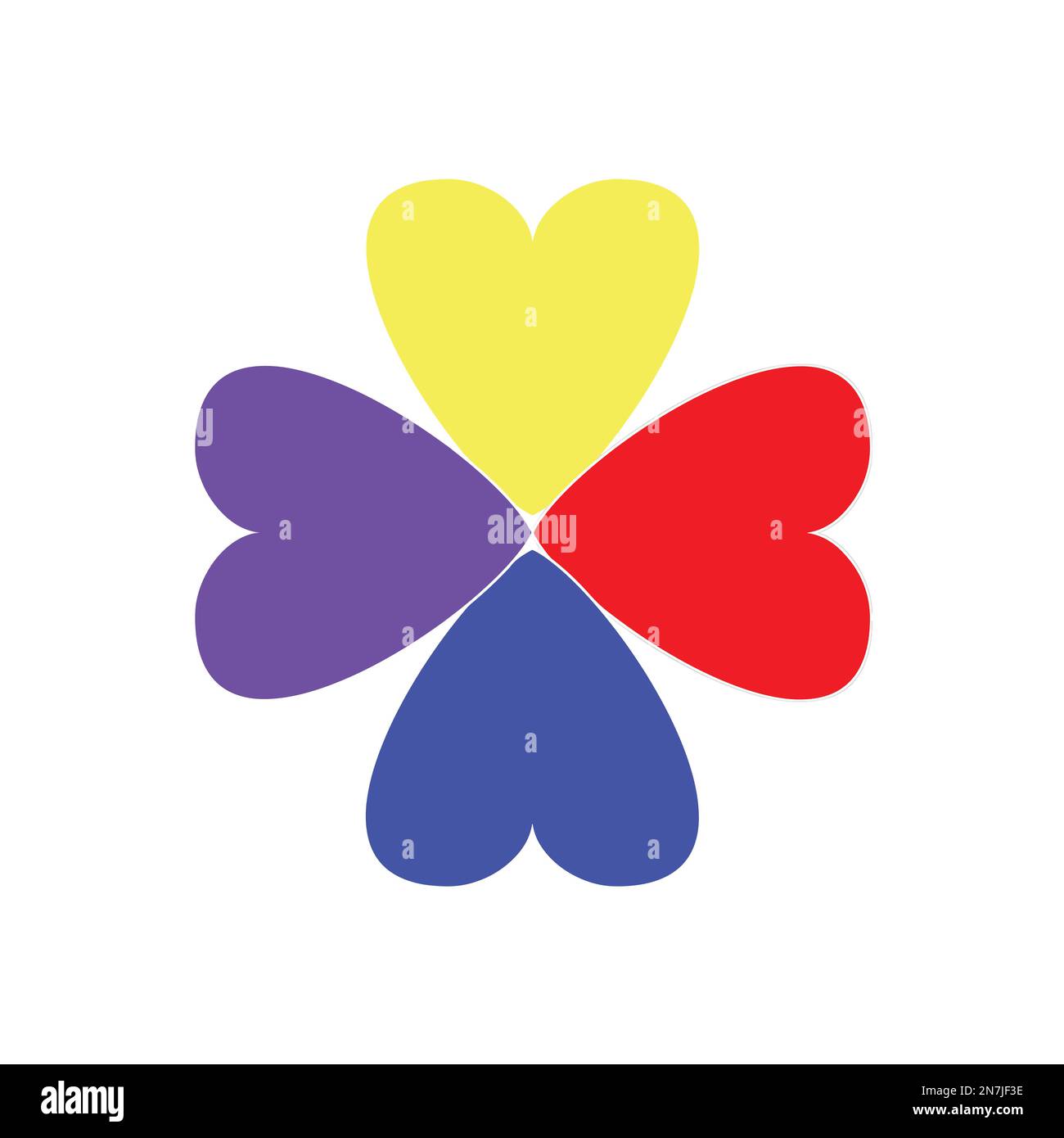 A vector illustration of an abstract 4 different colour of heart ...