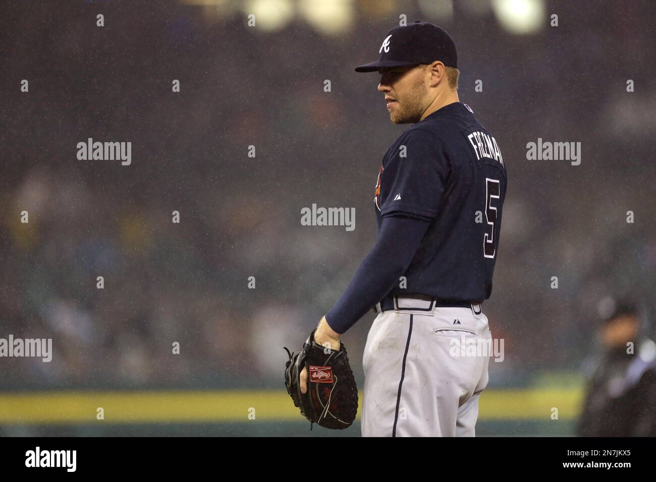 Atlanta Braves first baseman Freddie Freeman is seen during the sixth ...