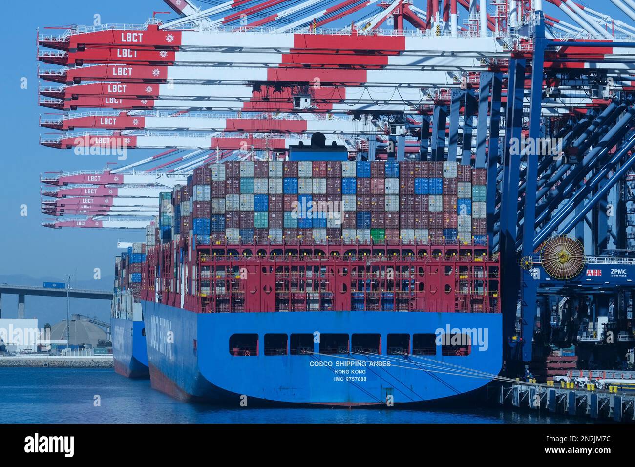 The Cosco Shipping Andes vessel is docked at the Long Beach Container ...