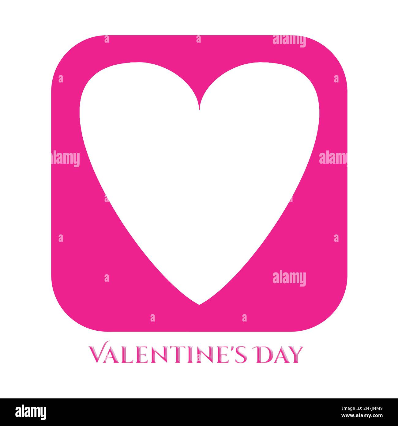 A vector illustration pink heart shape with Valentine's Day text isolated on white background ...