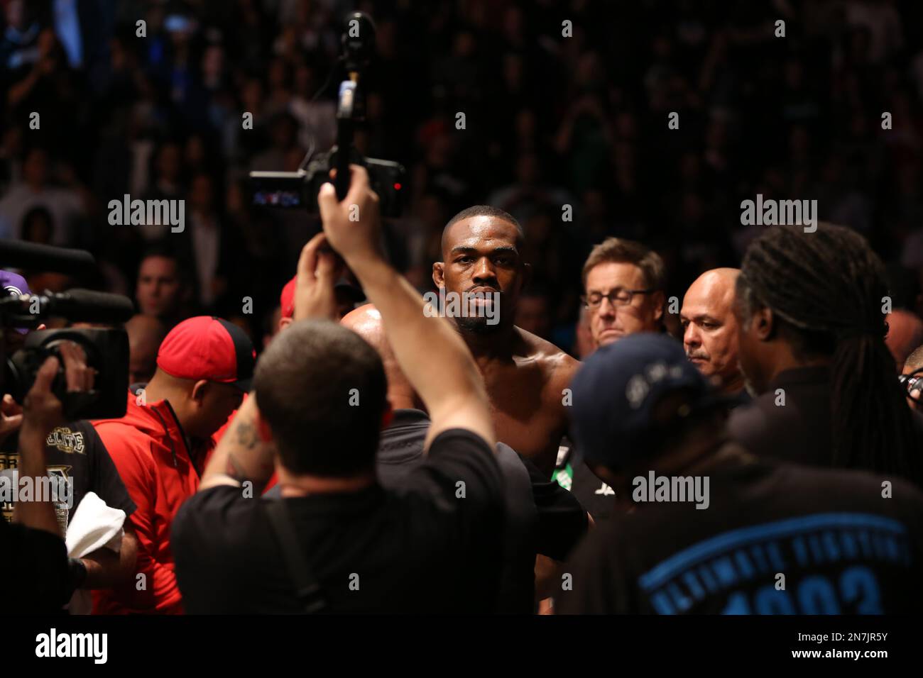 Jon Jones walks to the ring before his UFC 159 Mixed Martial Arts light ...