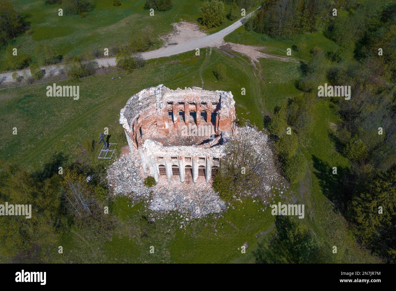 Top view on the ruins of the ancient Church Life-Giving Trinity on a ...