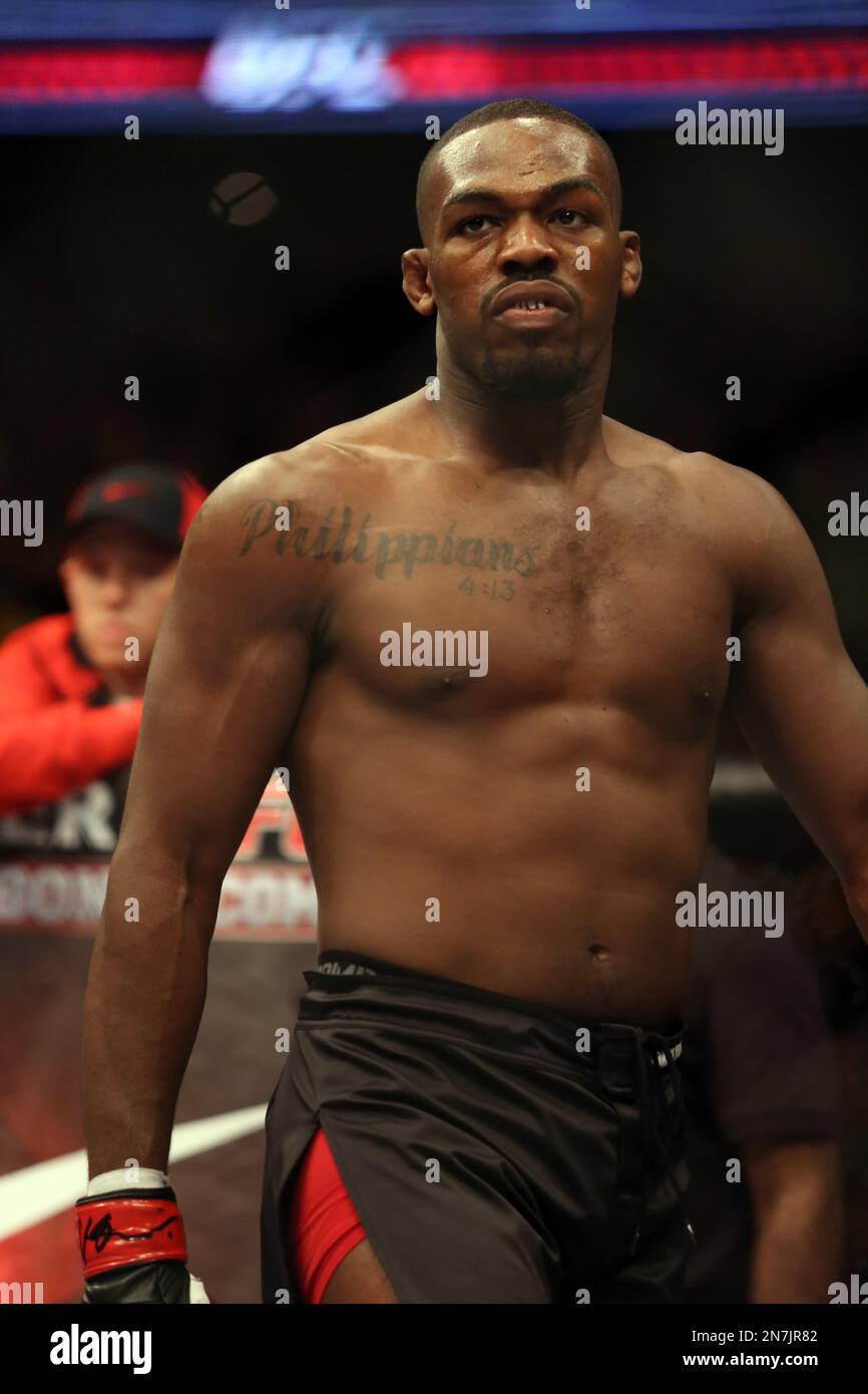 Jon Jones is seen in the ring before his UFC 159 Mixed Martial Arts ...