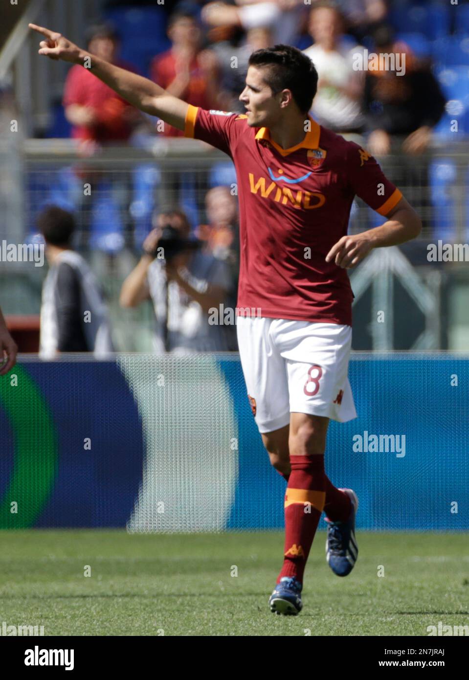AS Roma Argentine forward Erik Lamela of Argentina celebrates after he ...