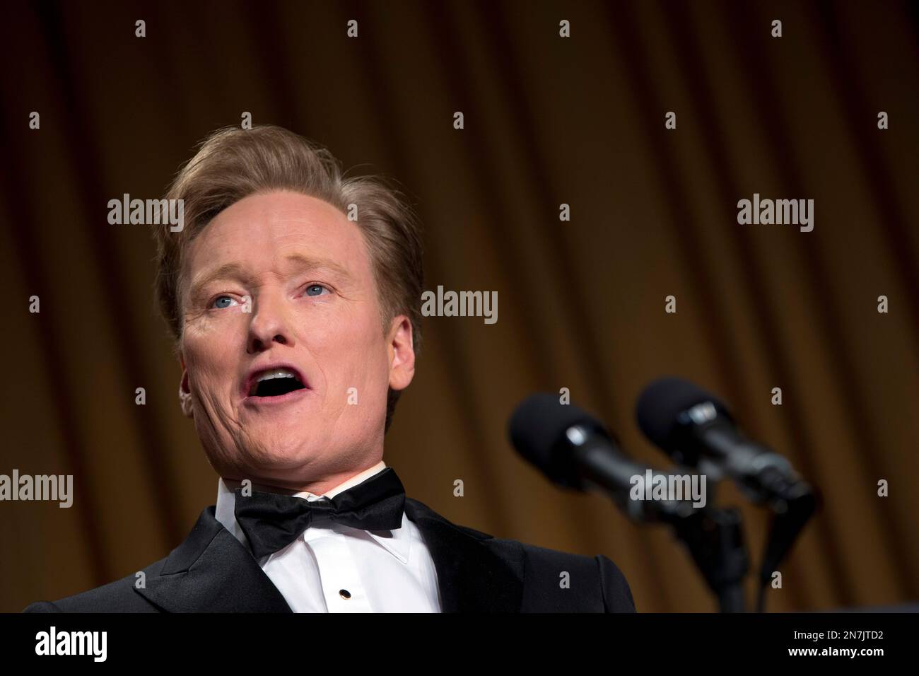 Late-night television host and comedian Conan O'Brien speaks during the ...
