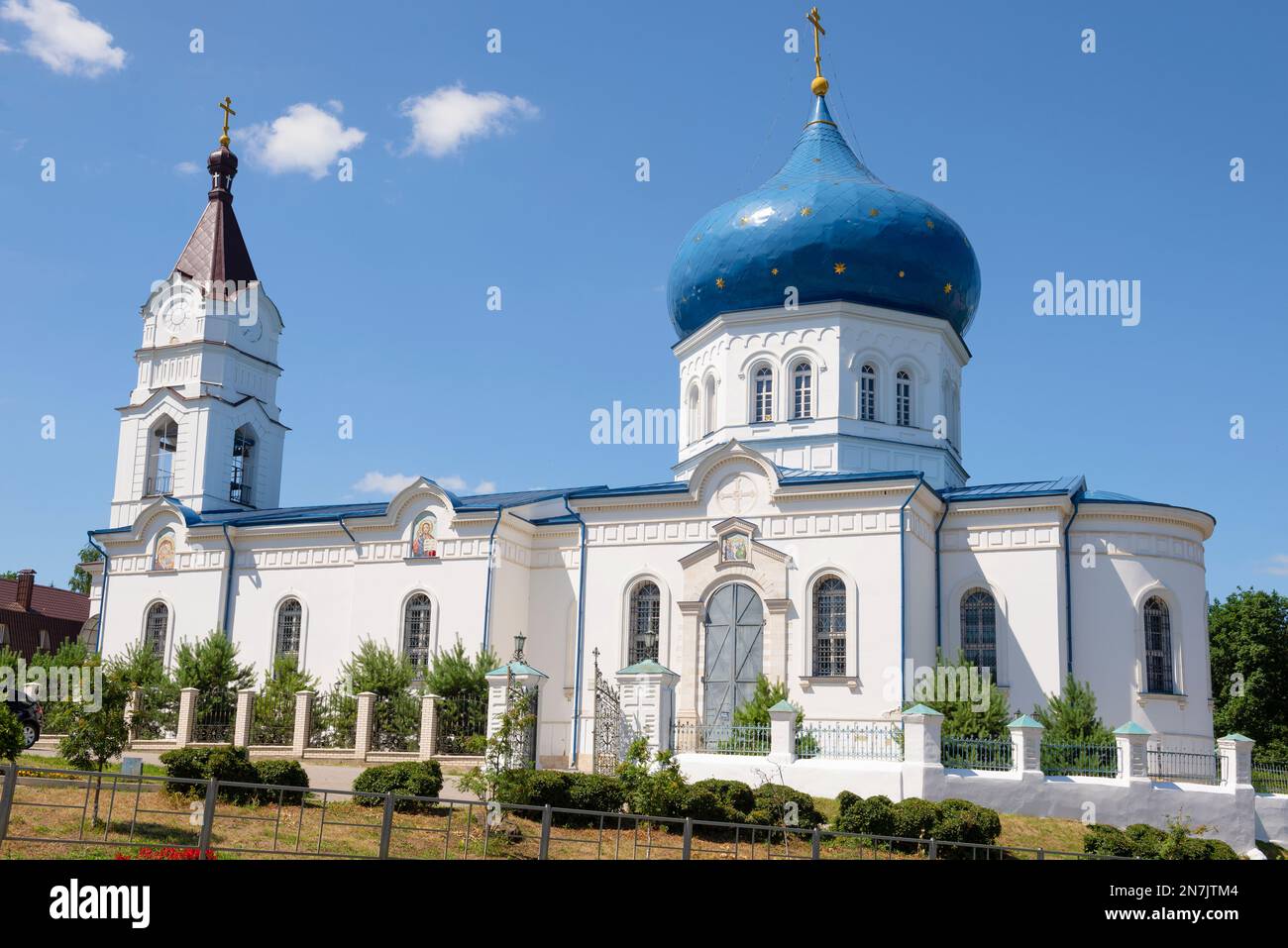 Church of St. Sergius of Radonezh close-up on a sunny July day. Plavsk ...