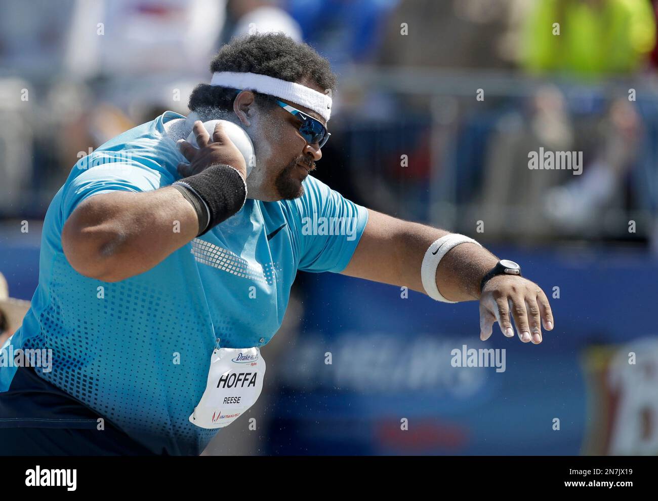 Team Nike's Reese Hoffa prepares to throw during the men's special shot ...