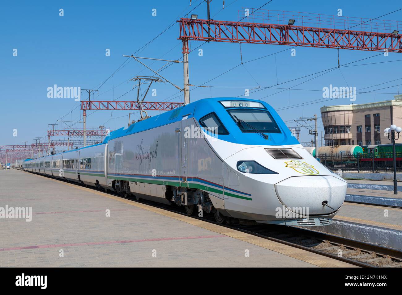 KAGAN, UZBEKISTAN - SEPTEMBER 08, 2022: High-speed train Talgo 250 ...