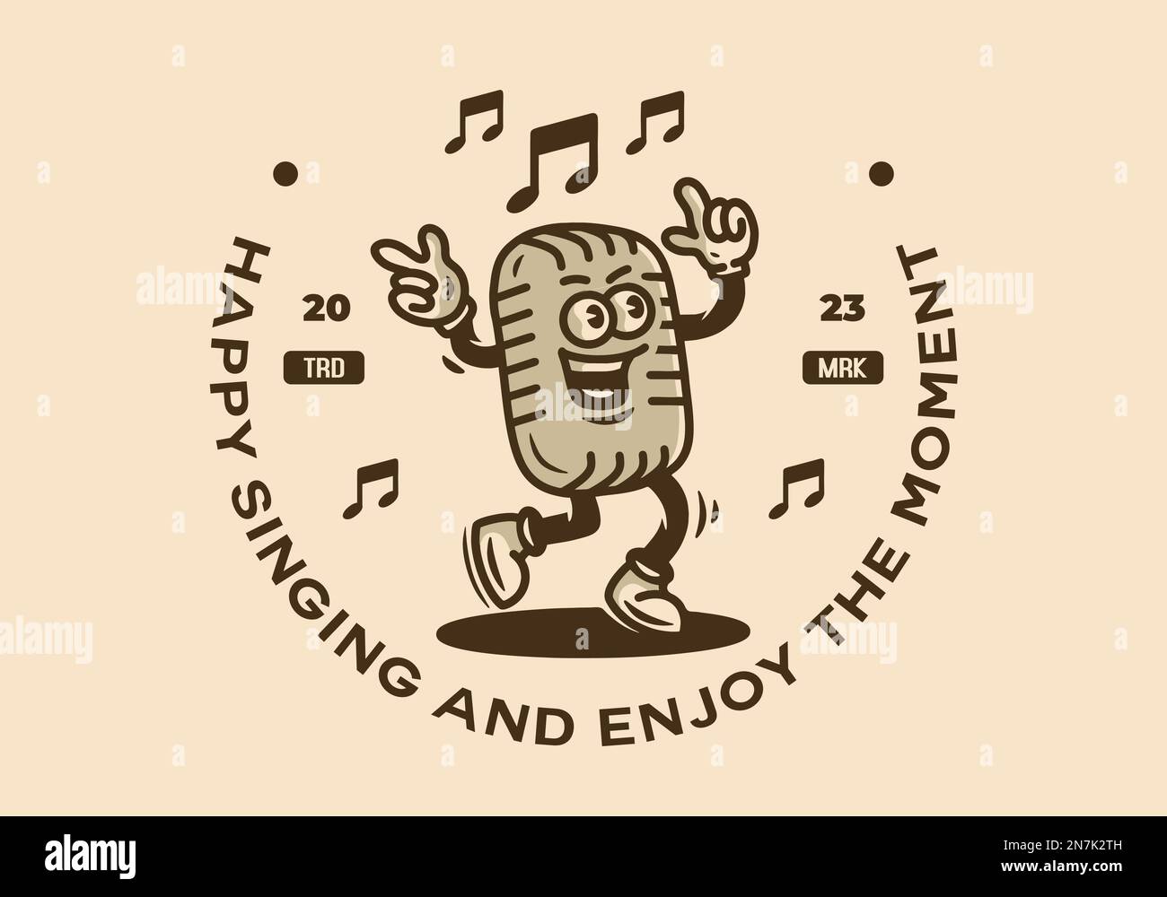 Mascot character illustration badge design of singing microphone Stock ...