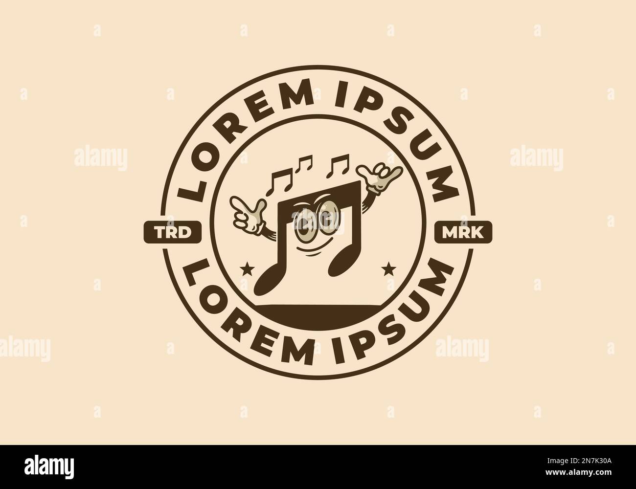 Music notes character mascot illustration badge design Stock Vector ...