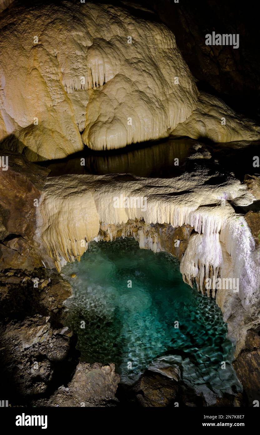 Bizarre and fabulous karst deposits among bowls of turquoise water in ...