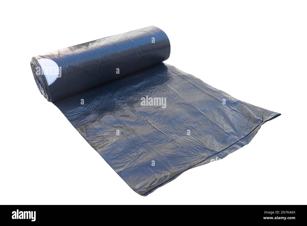 Black recycle rolls of garbage bin bags isolated on white background ...