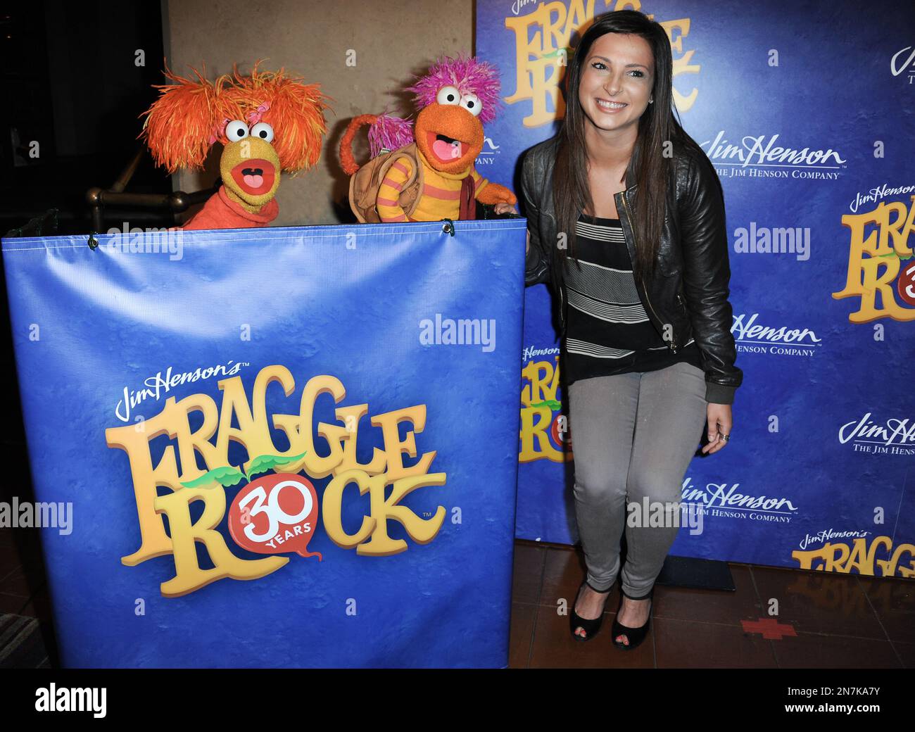 Red Fraggle, left, Gobo Fraggle, and Ally Maynard arrive at Jim Henson ...