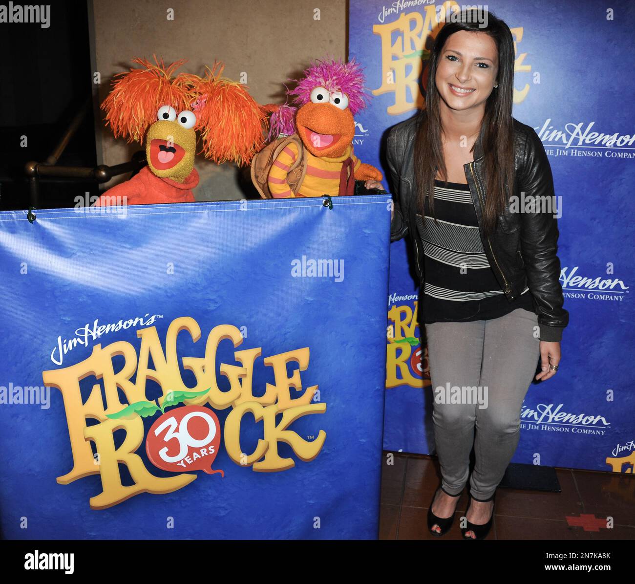 Red Fraggle, left, Gobo Fraggle, and Ally Maynard arrive at Jim Henson ...