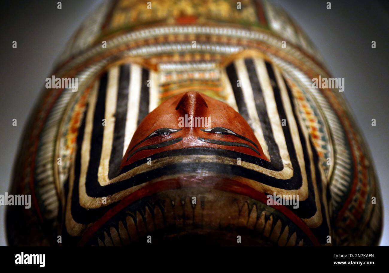 The cartonnage case for the Mummy of Nesperennub, an Egyptian temple ...