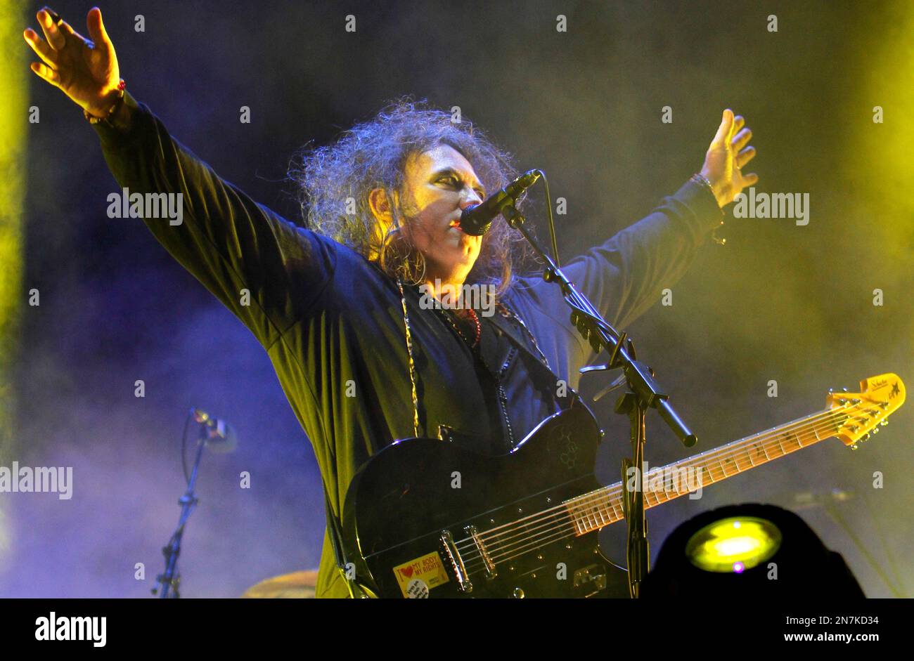 British singer and guitarist Robert Smith, lead vocalist for the The ...
