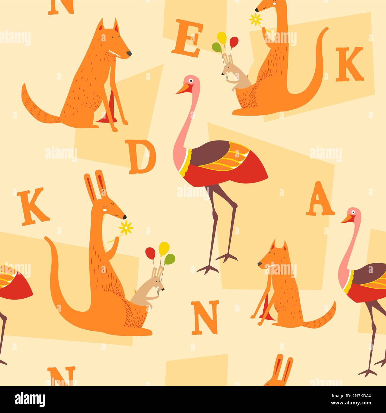 Alphabet letters and animal characters pattern Stock Vector Image & Art ...
