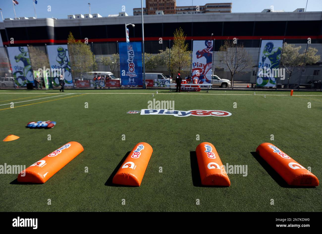 The NFL Play 60 logo can be seen on equipment and signage during the ...