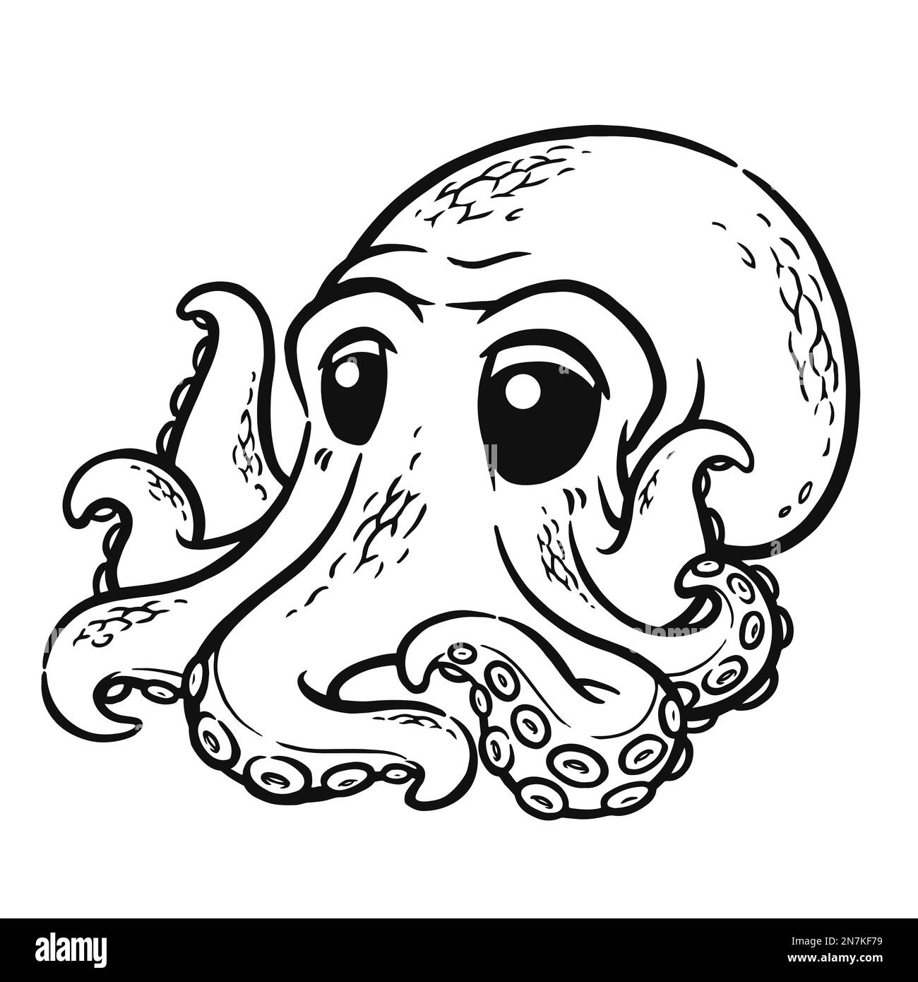 Vector illustration of Cartoon octopus - Coloring book for kids Stock ...