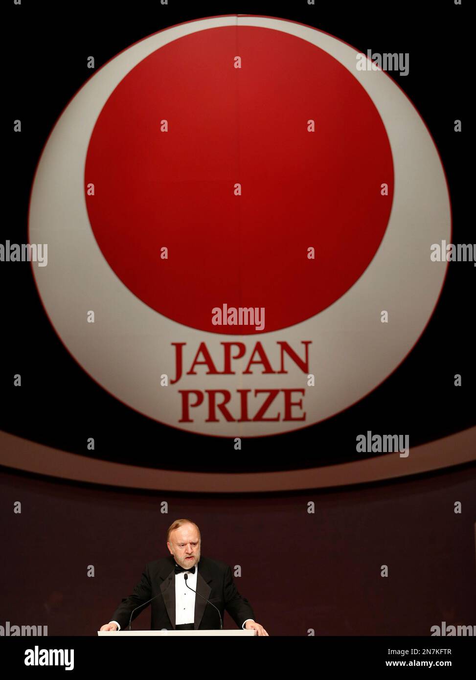 Prof. Jean M. J. Frechet of the United States gives a speech during an ...