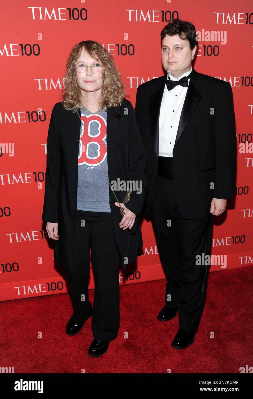 Actress Mia Farrow and Fletcher Previn attend the TIME 100 Gala ...