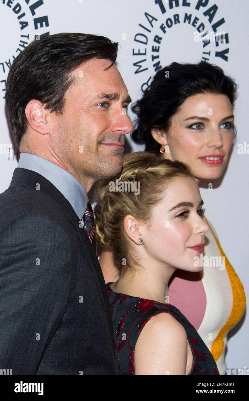 Jon Hamm, left, Kiernan Shipka and Jessica Pare from the cast of "Mad ...