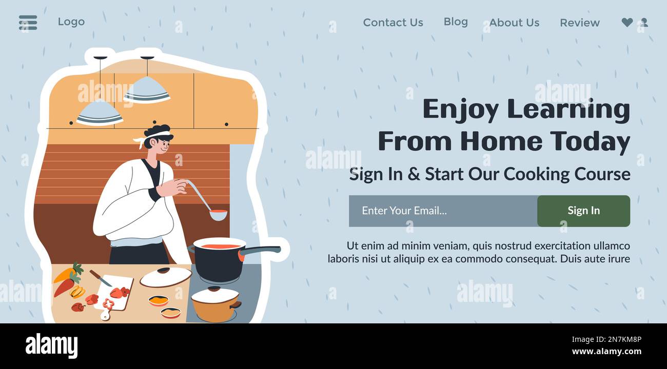 Enjoy learning from home today, cooking course Stock Vector Image & Art ...