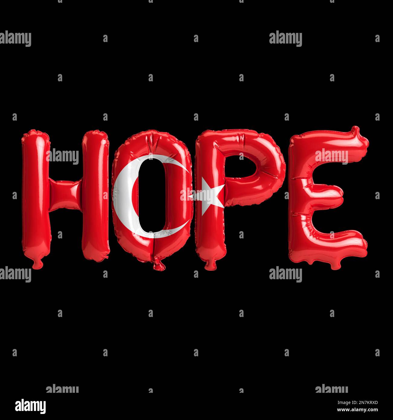 3d illustration of hope letter about earthquake in turkey with flag ...