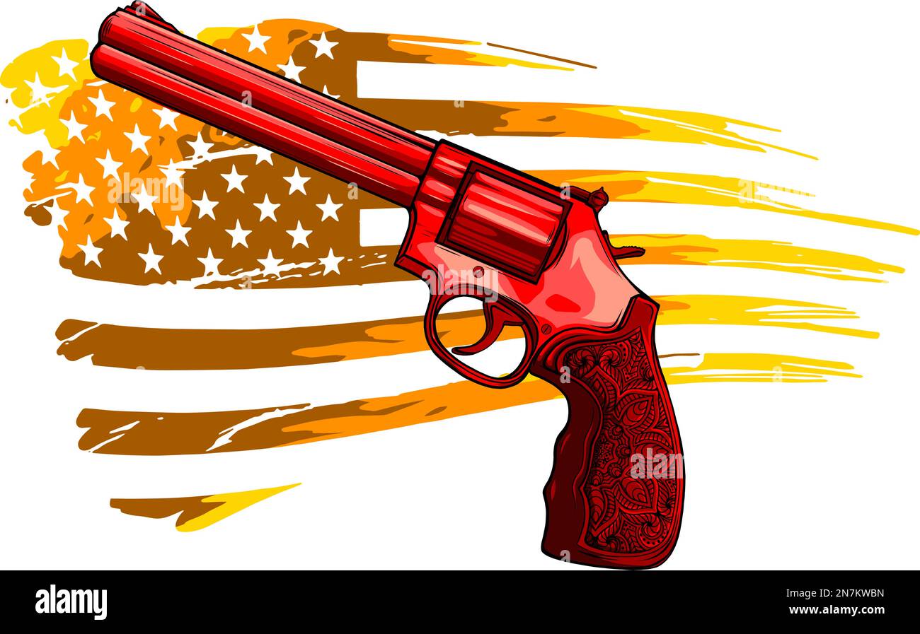 Revolver Pistol. Vintage Colt Revolver vector illustration Stock Vector ...