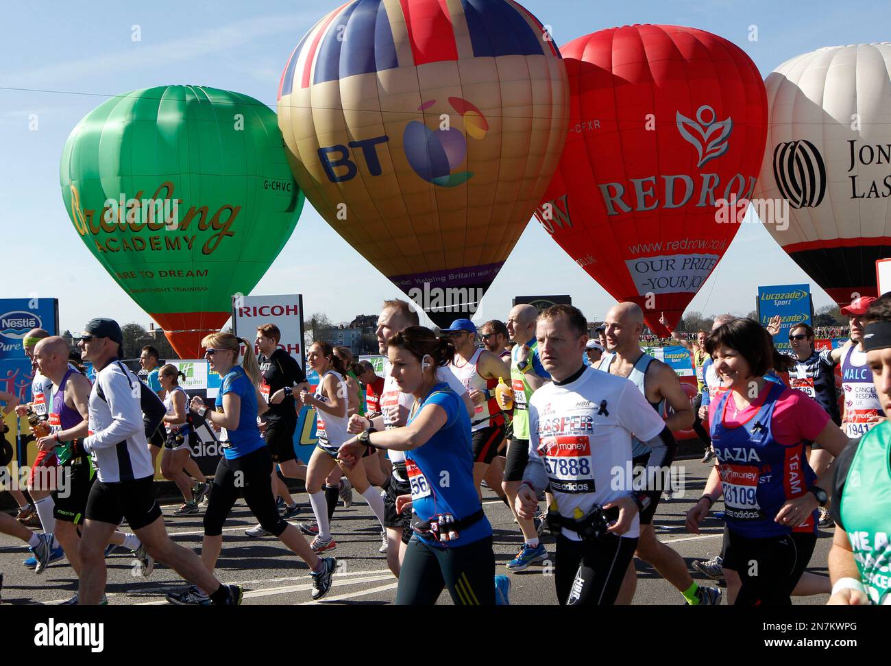 Breitling hot air balloon at the start of London Marathon in Blackheath ...