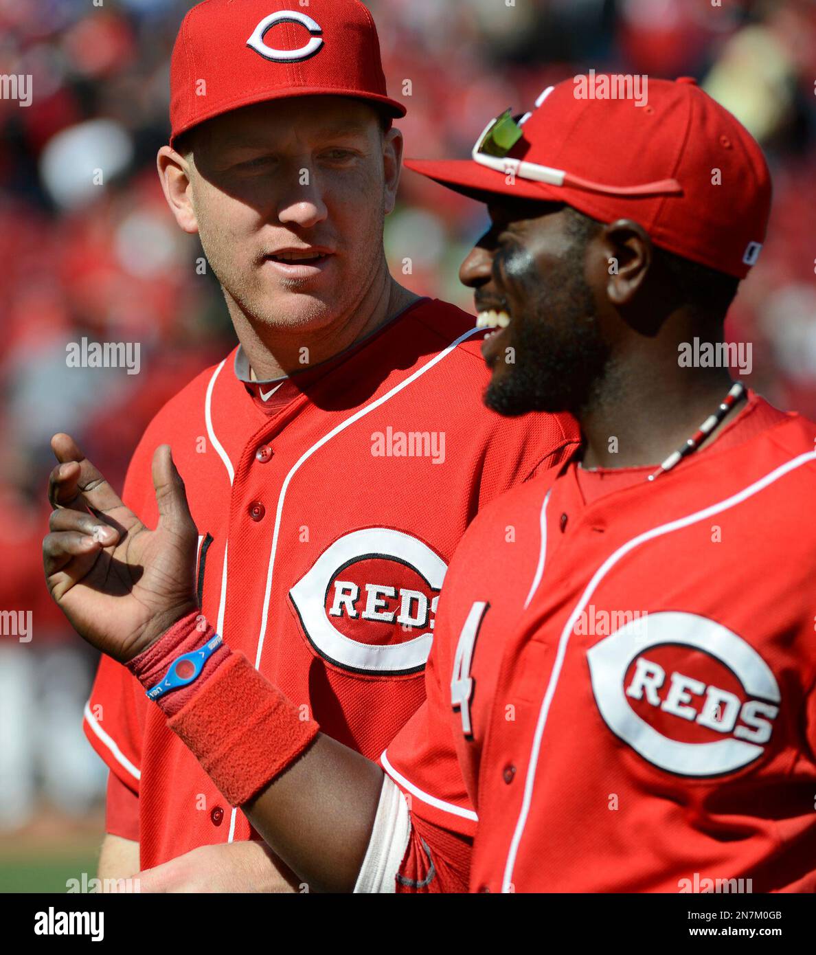 Cincinnati Reds players, Todd Frazier, left, and Brandon Phillips ...