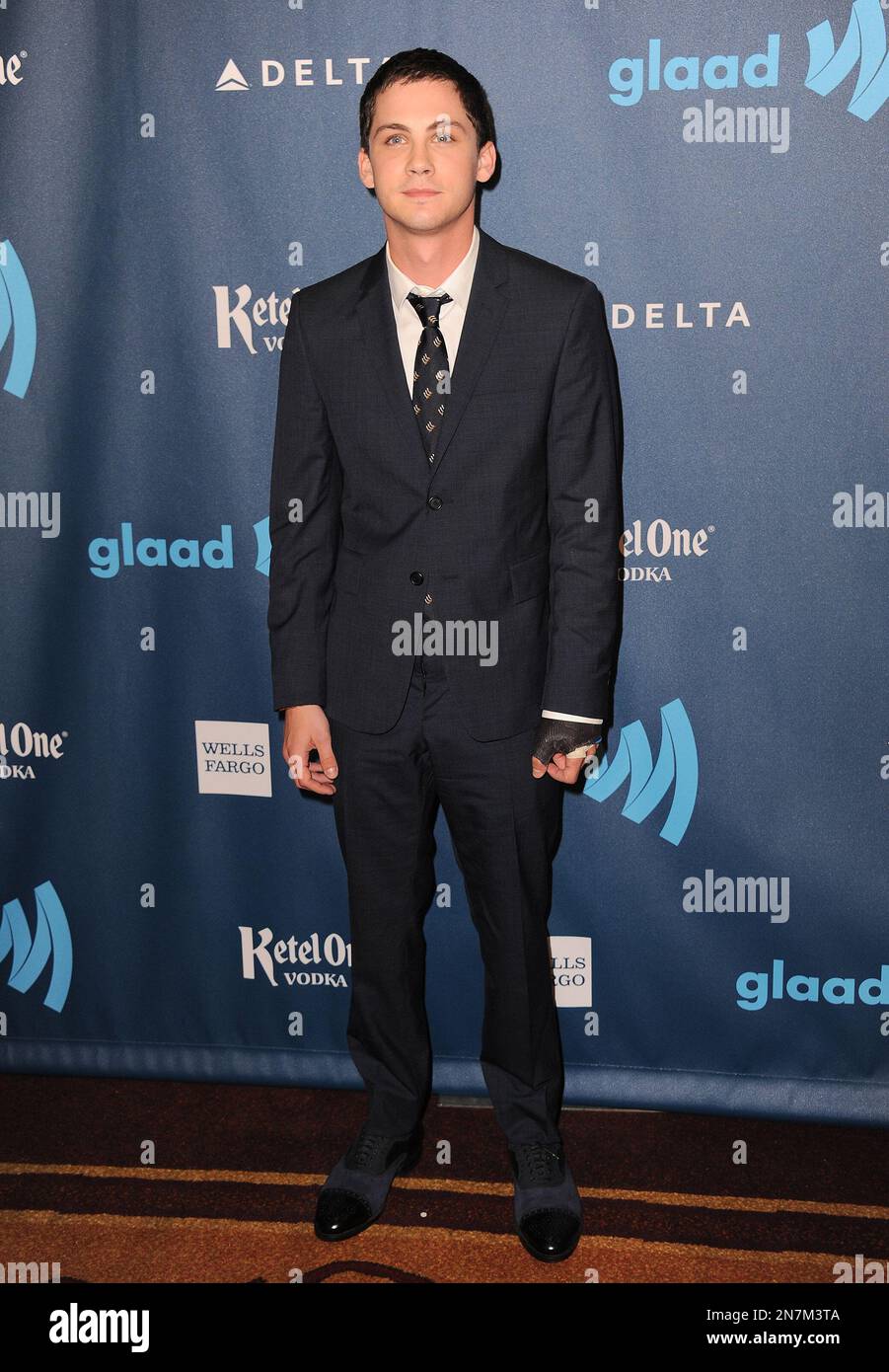 Logan Lerman arrives at the 24th Annual GLAAD Media Awards at the JW ...