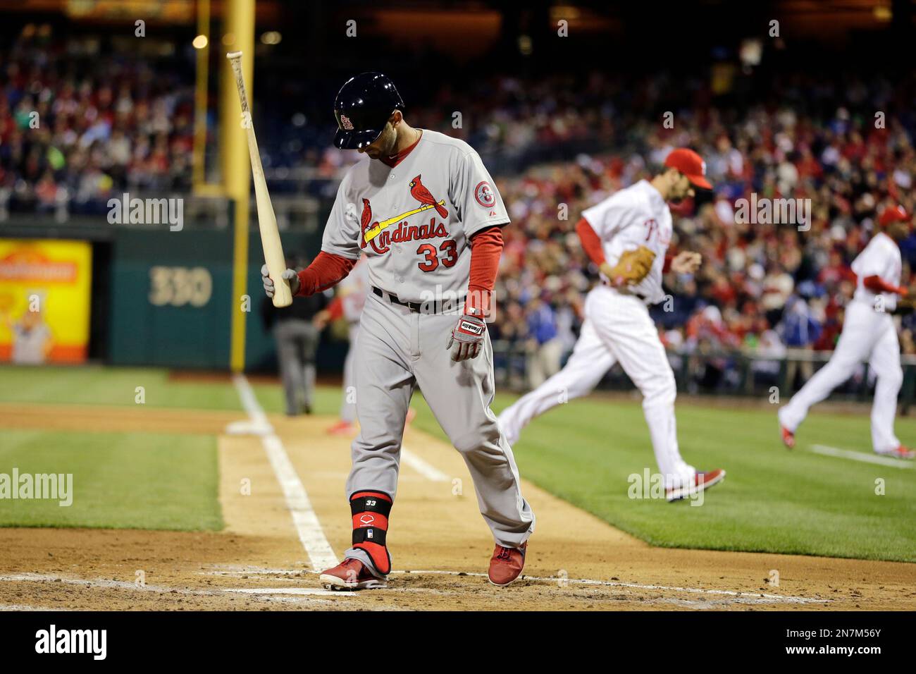 St. Louis Cardinals' Daniel Descalso reacts after striking out to ...