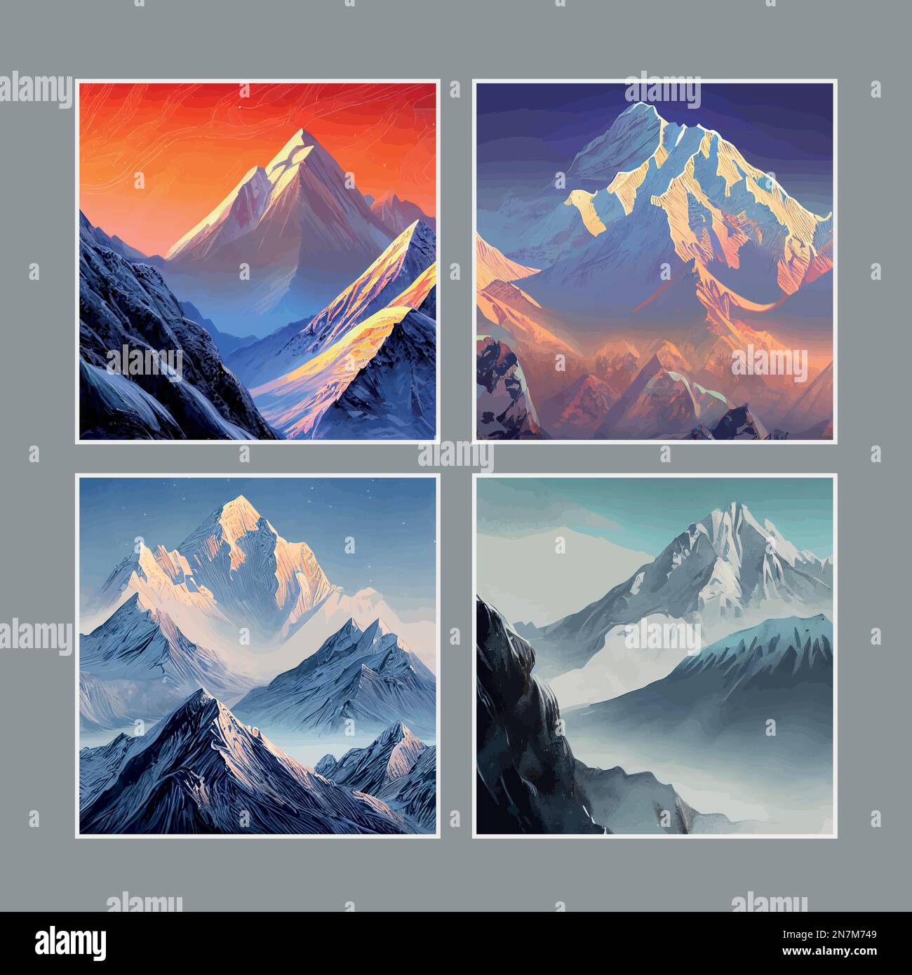 Four peaks with snow Stock Vector Images - Alamy