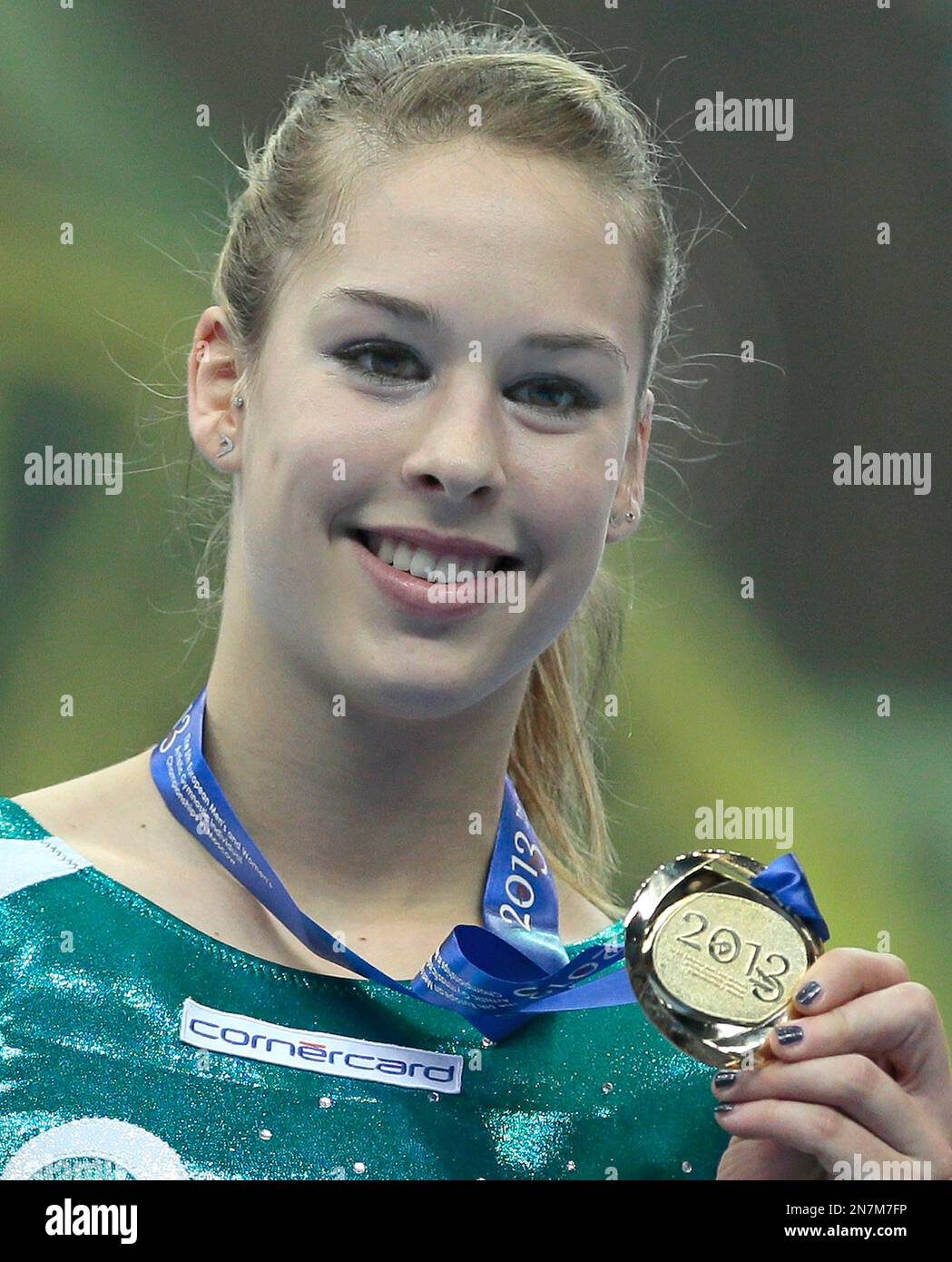 Gold medal winner Giulia Steingruber of Switzerland poses with her ...