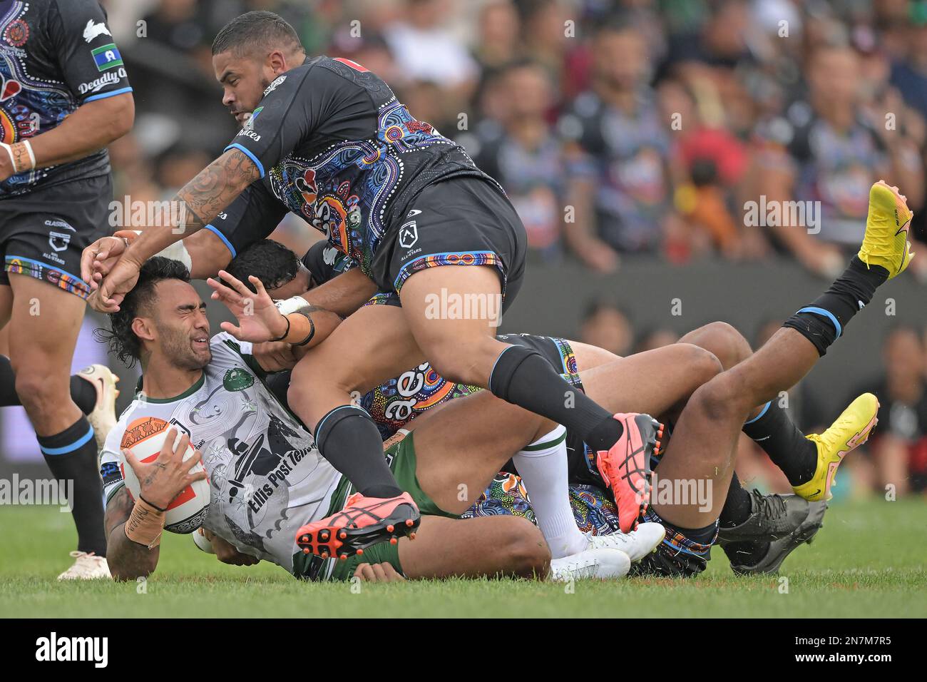 Briton Nikora of Maori All Stars in action during the NRL (National ...
