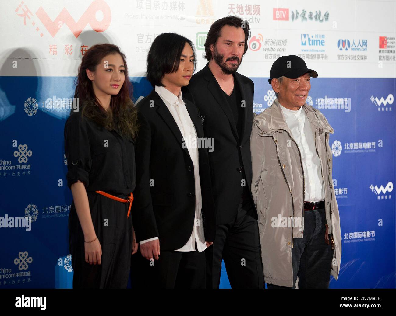 Actors from left, Ye Qing, Chen Hu, Keanu Reeves, and their action ...