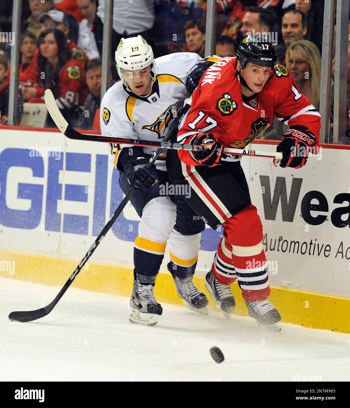 Nashville Predators' Bobby Butler left and the Chicago Blackhawks ...