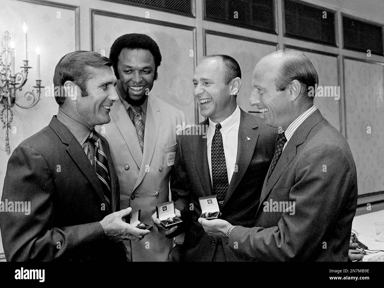 John Mackey, second from left, of the Baltimore Colts and president of ...