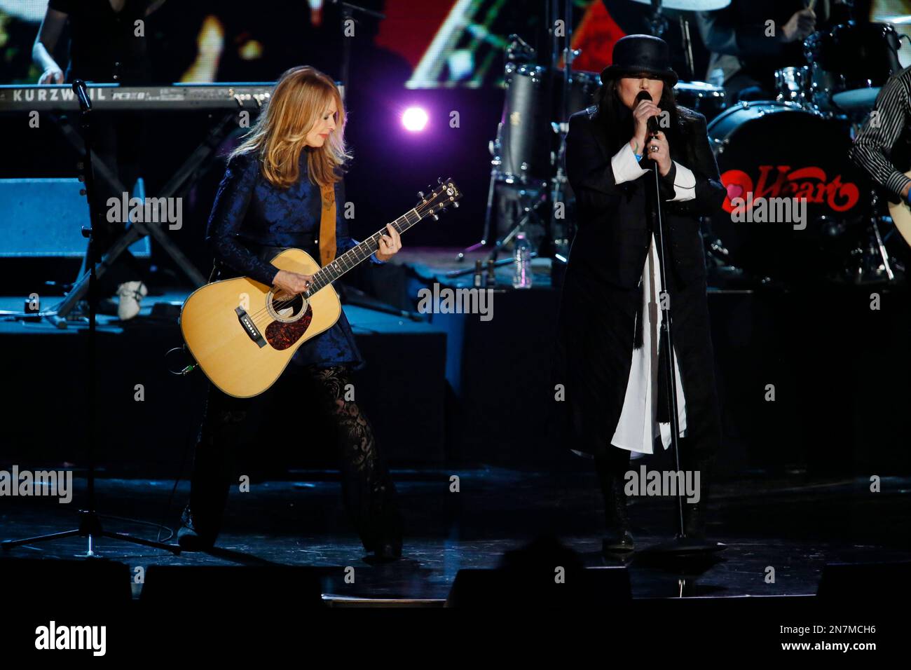 Nancy Wilson, left, and Ann Wilson, right, of the band Heart perform as ...
