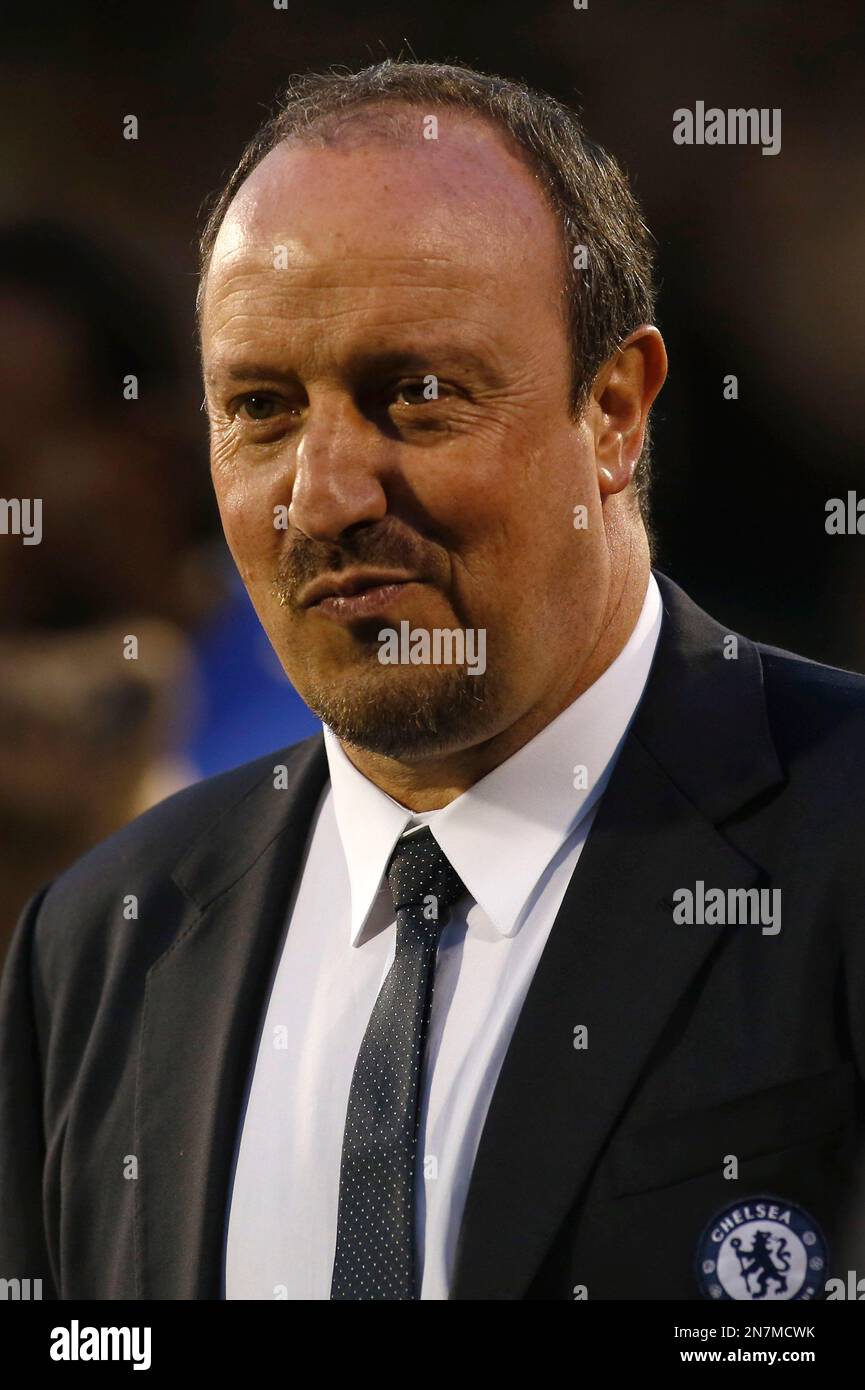 Chelsea's manager Rafael Benitez arrives at the dugout before the start ...