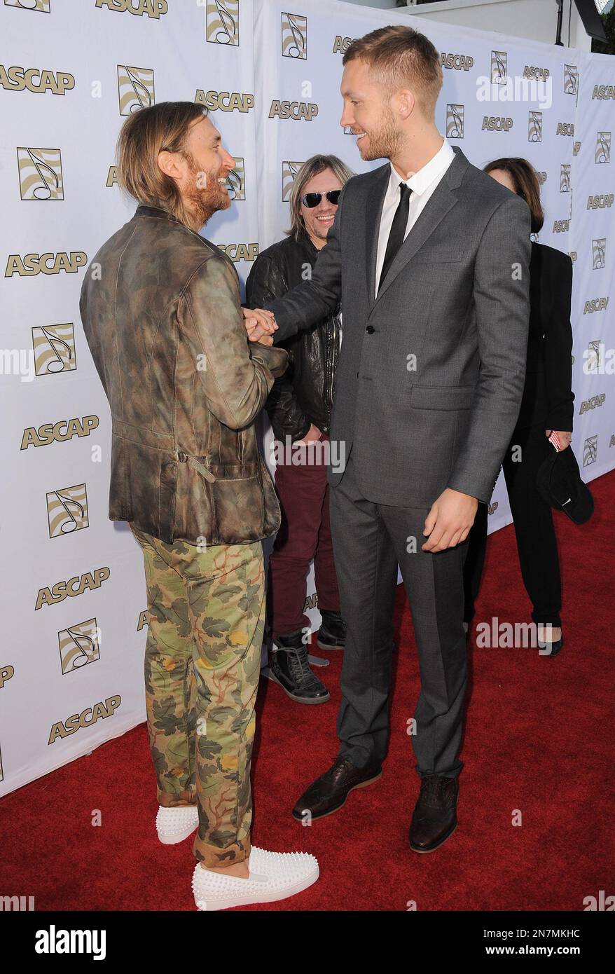 David Guetta, left, and Calvin Harris arrive at the 30th Annual ASCAP ...