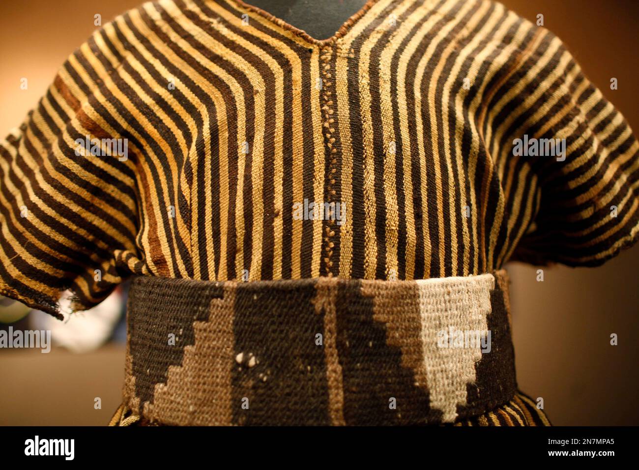A traditional Andean dress is on display at Spain's Cultural Center in ...