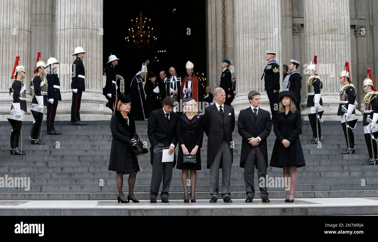 Members of Margaret Thatcher's family from left, daughter Carol ...