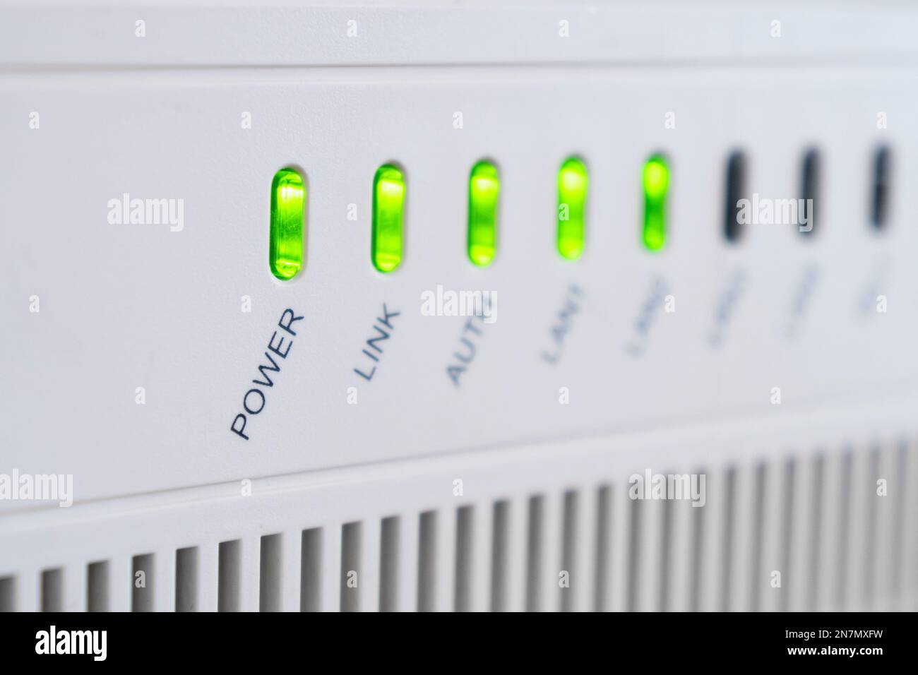 Wireless Wi-Fi router macro shot. Wifi technology concept. White ...