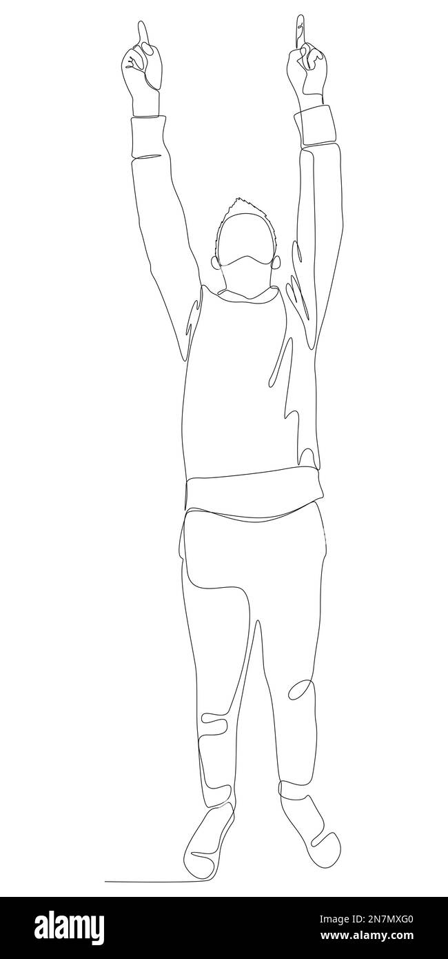 One Continuous Line Of Male Pointing With Finger Thin Line Illustration Vector Concept Of Man